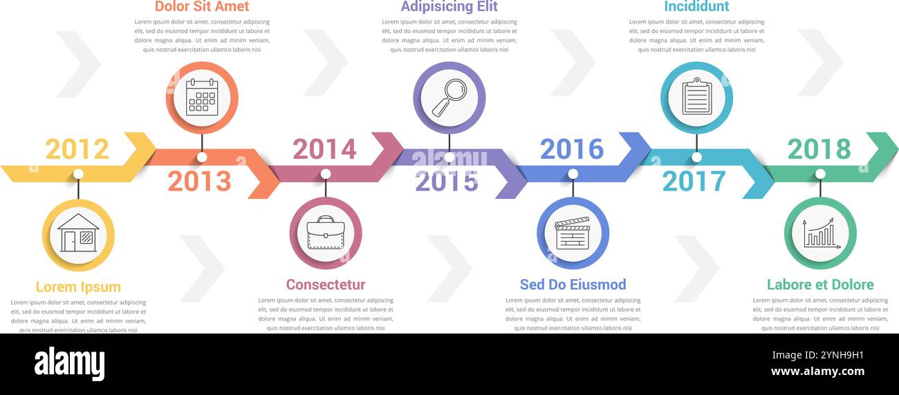 Timeline infographics template with arrows, workflow or process diagram ...
