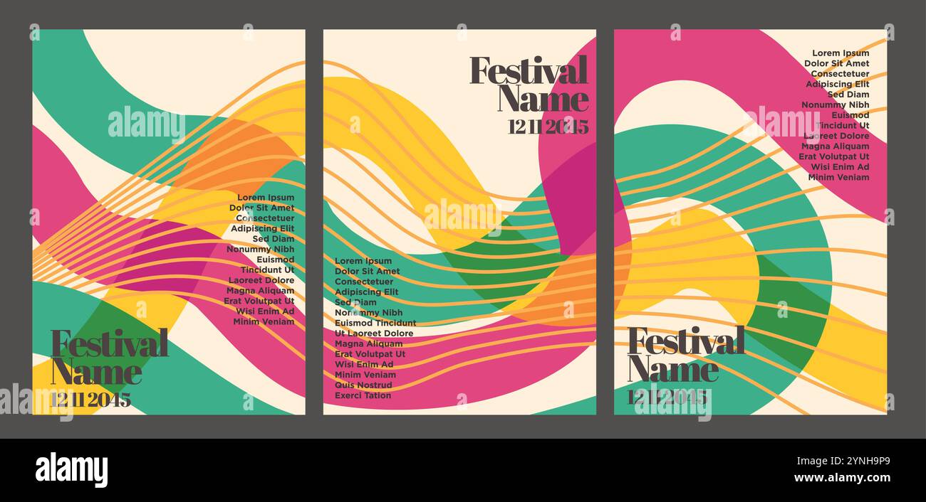 Nostalgic Geometric Abstract Poster Pack. set of vintage abstract style ...