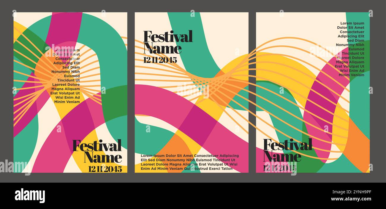 Retro Wave Abstract Poster Illustrations. set of vintage abstract style ...