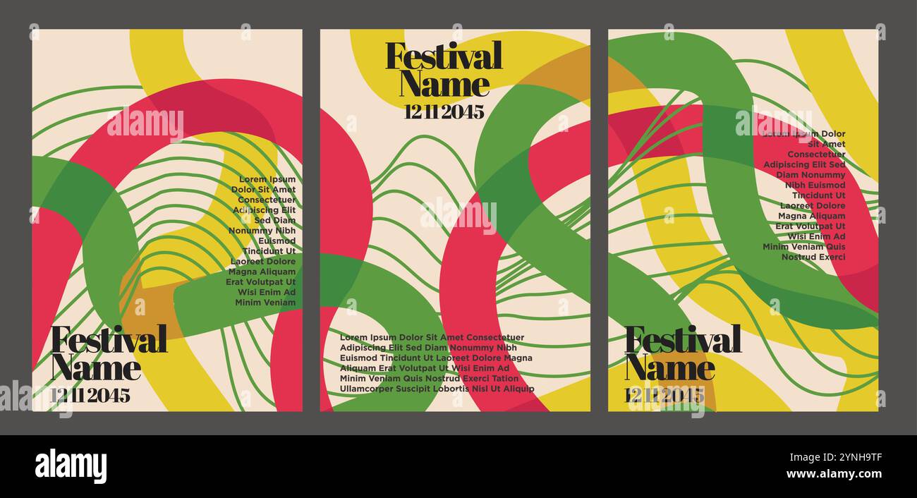 Decorative Retro Abstract Poster Art. set of vintage abstract style ...