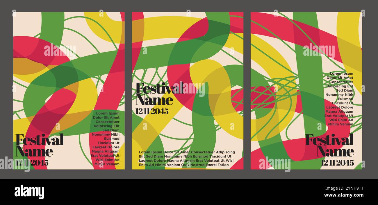 Vibrant Vintage Abstract Poster Bundle. set of vintage abstract style ...