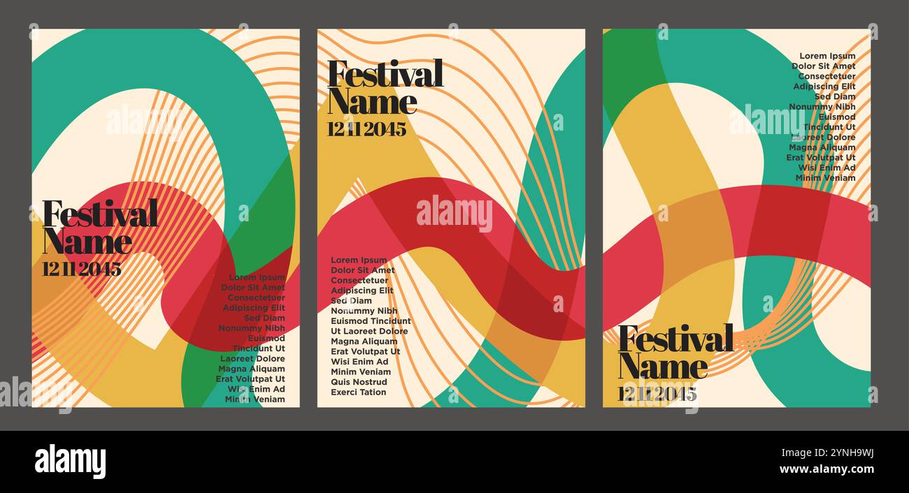 Stylish Textured Abstract Retro Posters. set of vintage abstract style ...