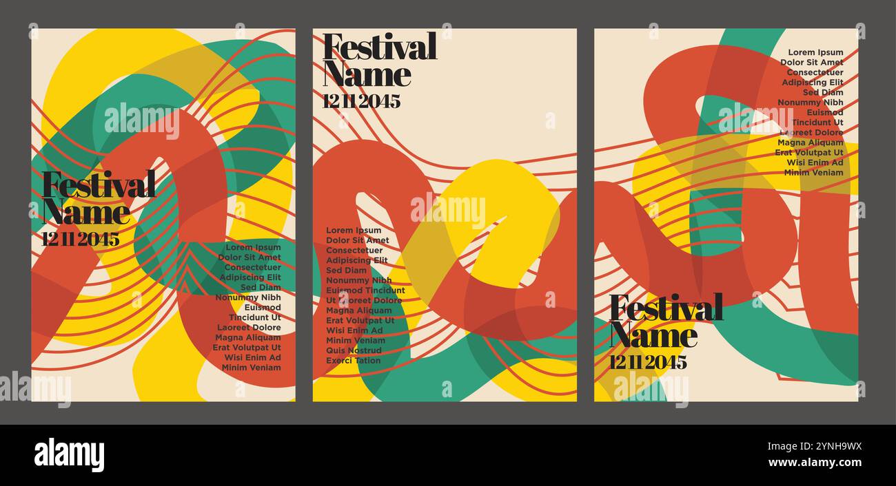 Retro Vintage Abstract Illustrations Set. vintage abstract poster set ...