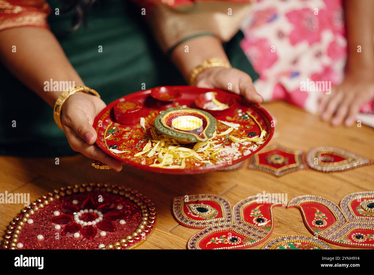 Decorating Plate with Traditional Indian Patterns and Paints Stock ...