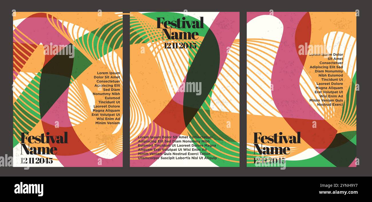 Dynamic Retro Abstract Poster Design. vintage abstract poster set ...