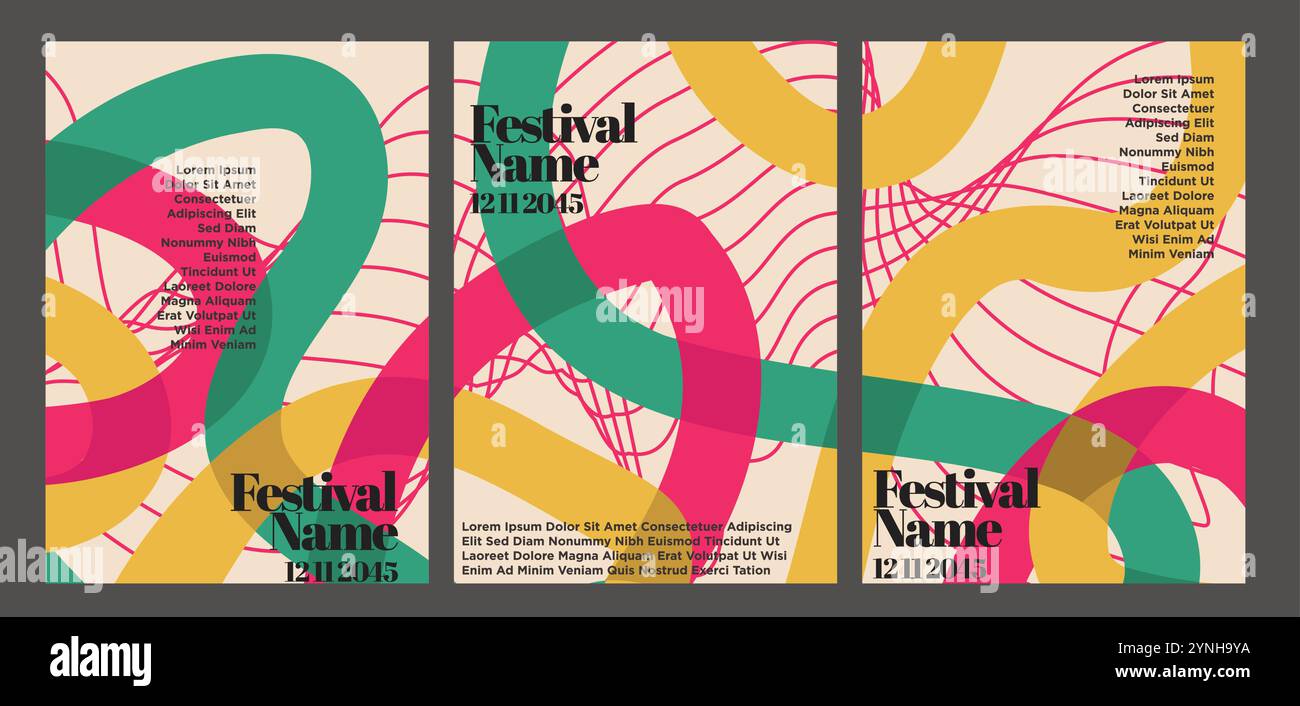 Authentic Retro Abstract Poster Set. vintage abstract poster set vector ...