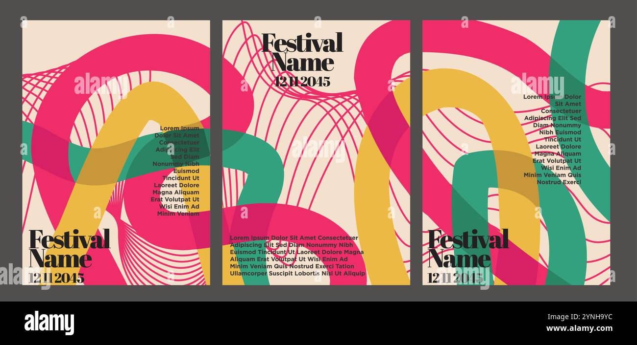 Vibrant 70s Style Vintage Abstract Posters. vintage abstract poster set ...