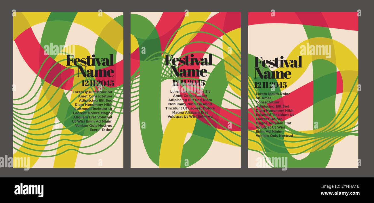 Colorful Retro Vibes Poster Collection. vintage abstract poster set ...