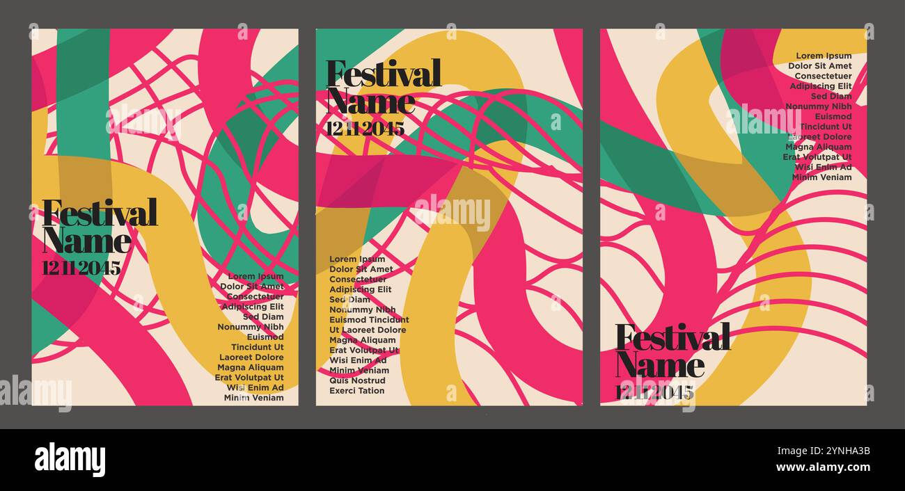 Decorative Geometric Vintage Poster Series. vintage abstract poster set ...