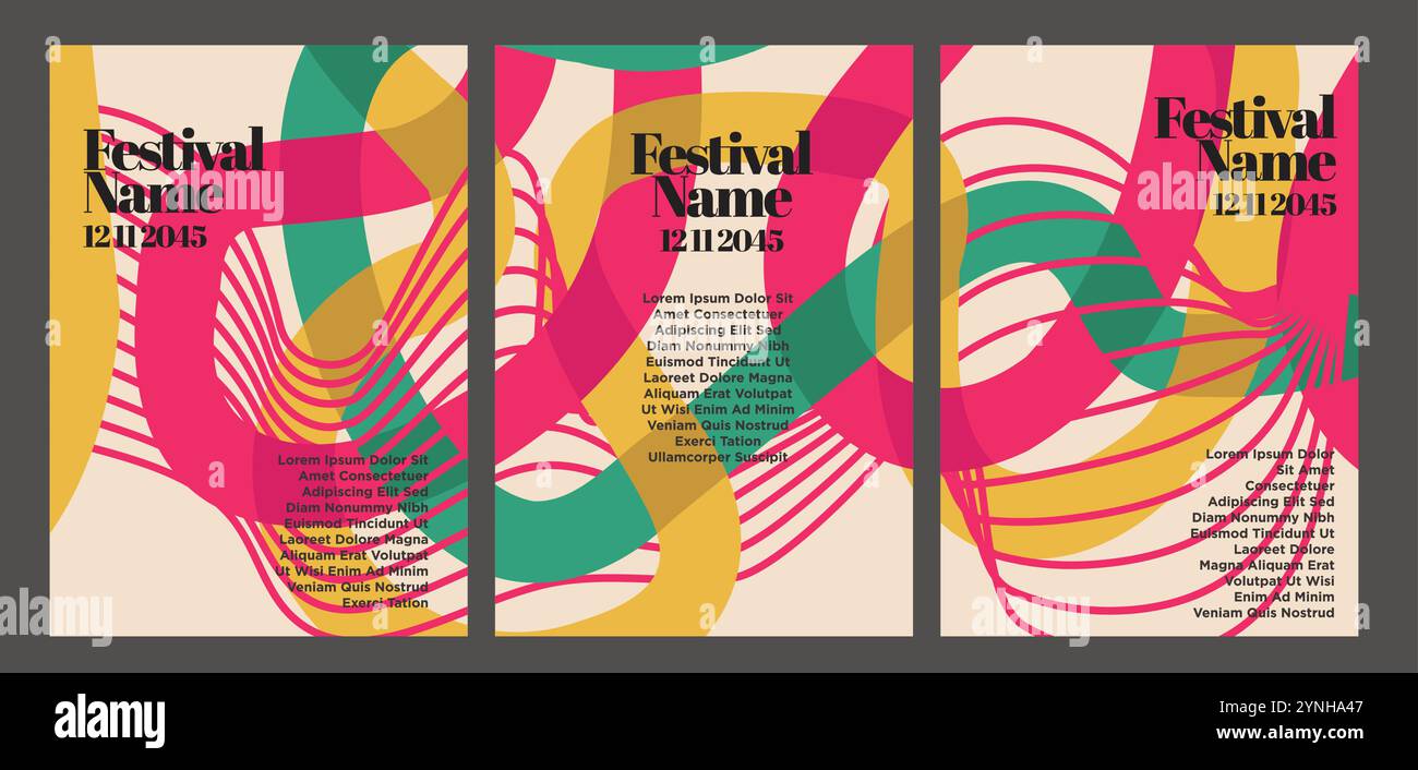 Vibrant Abstract Retro Wall Art Posters. vintage abstract poster set vector illustration Stock ...