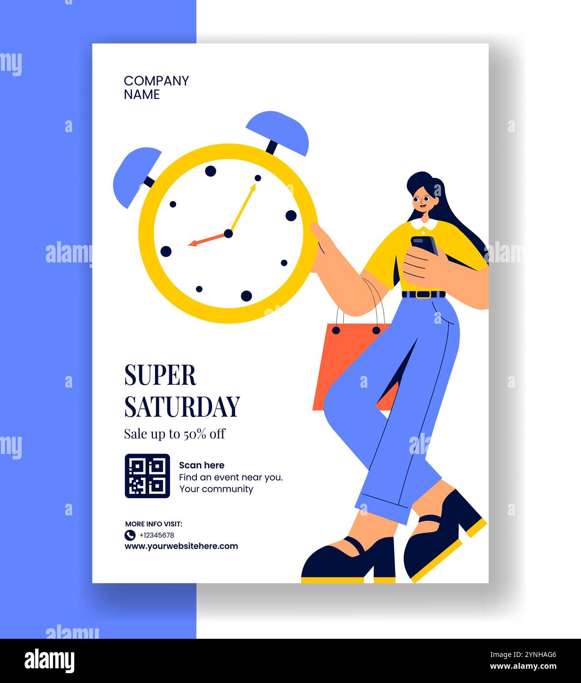 Saturday Shopping Deals Vertical Poster Template in Flat Cartoon Hand ...