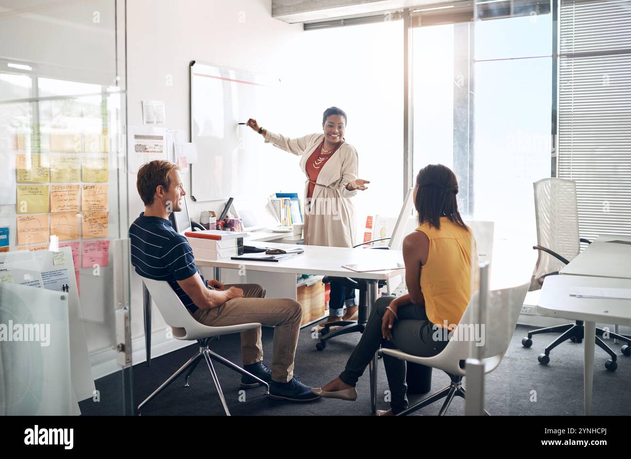 Happy, collaboration and group in office, brainstorming and discussion ...