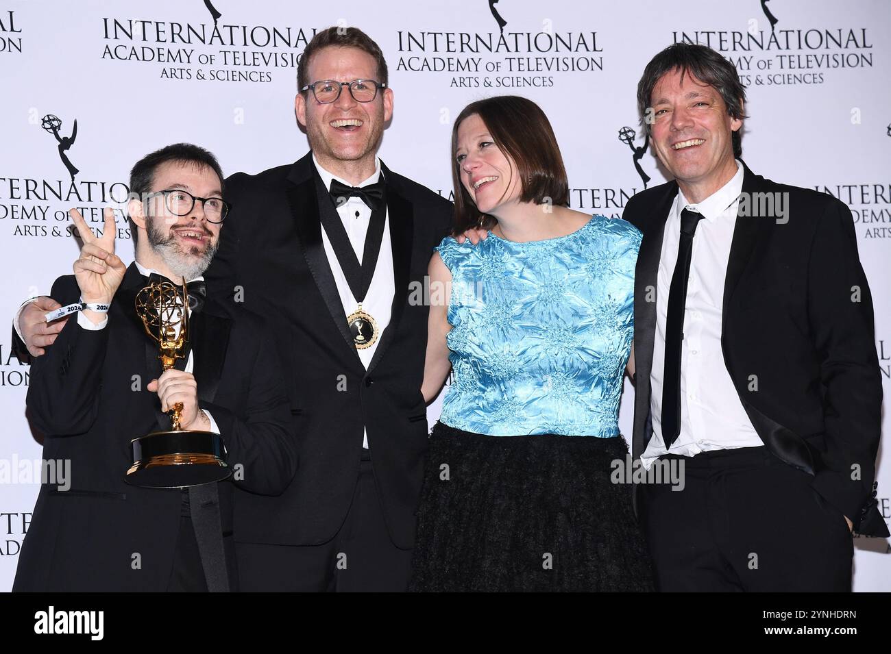 (L-R) Otto Baxter, British director Peter Beard, producer Daisy Allsop ...