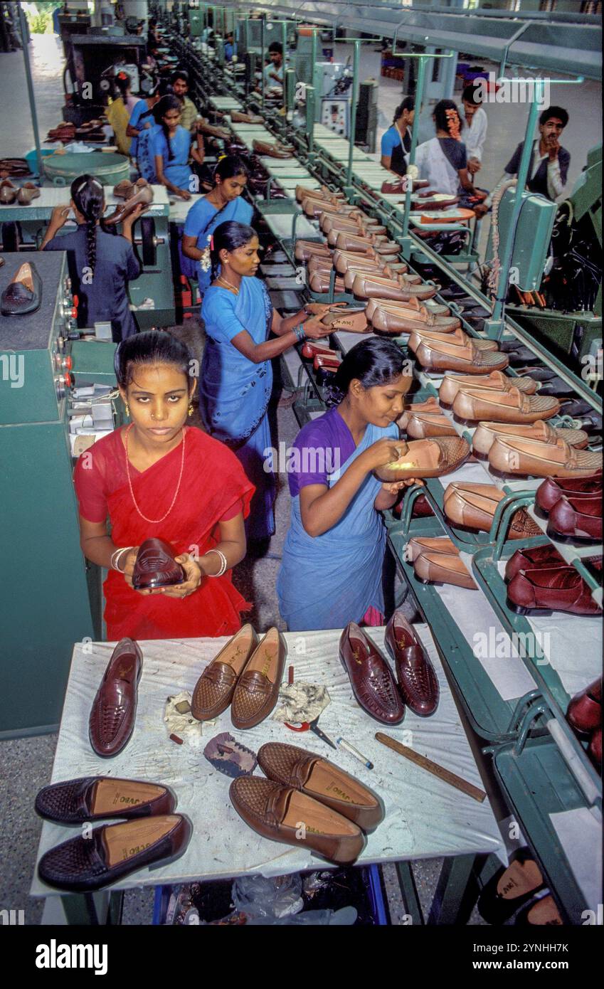 India, Tamil Nadu, Ratipet. Women at work in a shoe factory Stock Photo ...