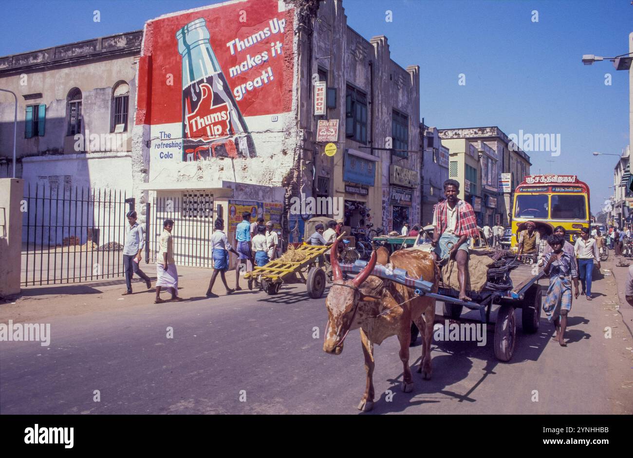 India, Calcutta. Street scene with Thums Up advertisement Stock Photo ...