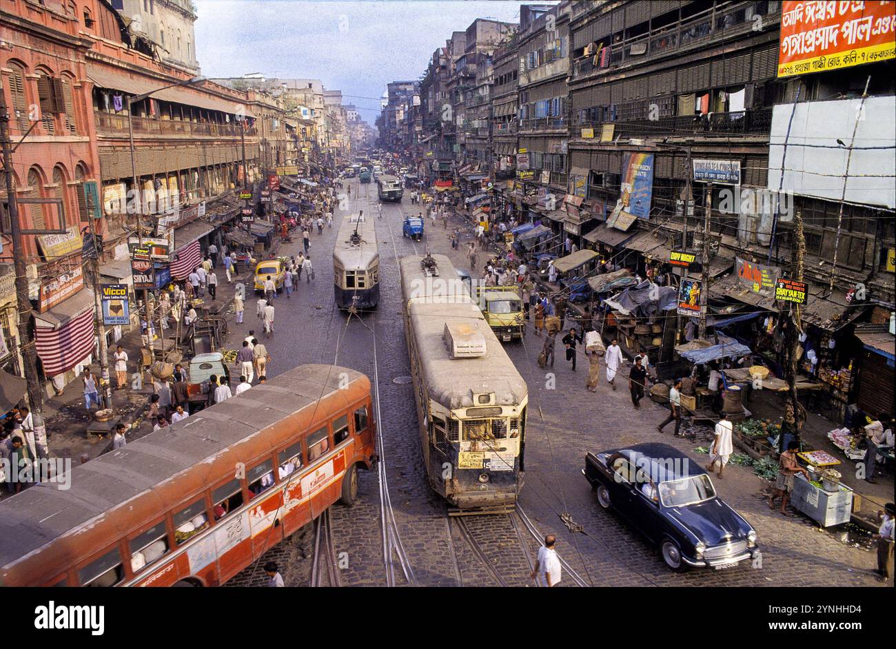 India, Calcutta, the busy Mahatma Gandhi Road in Kolkata Stock Photo ...