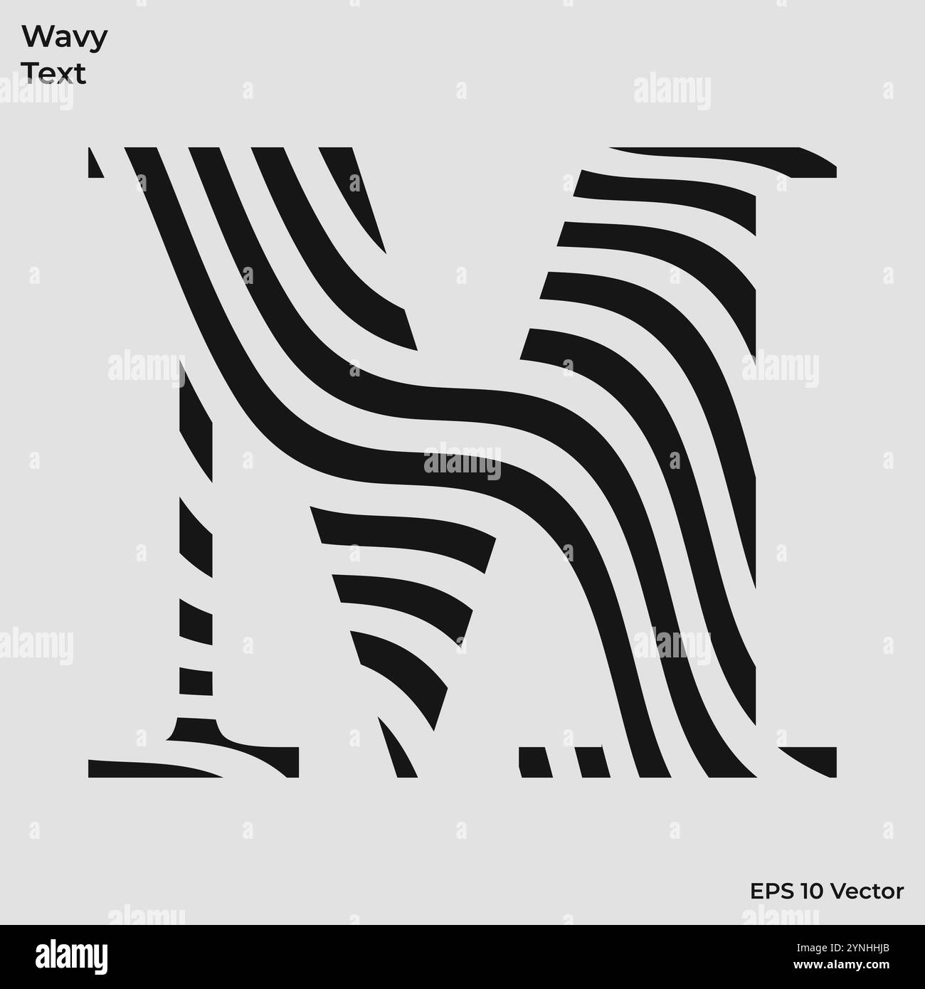 Wavy stripes alphabet capital letter m. Modern stylized typography and ...