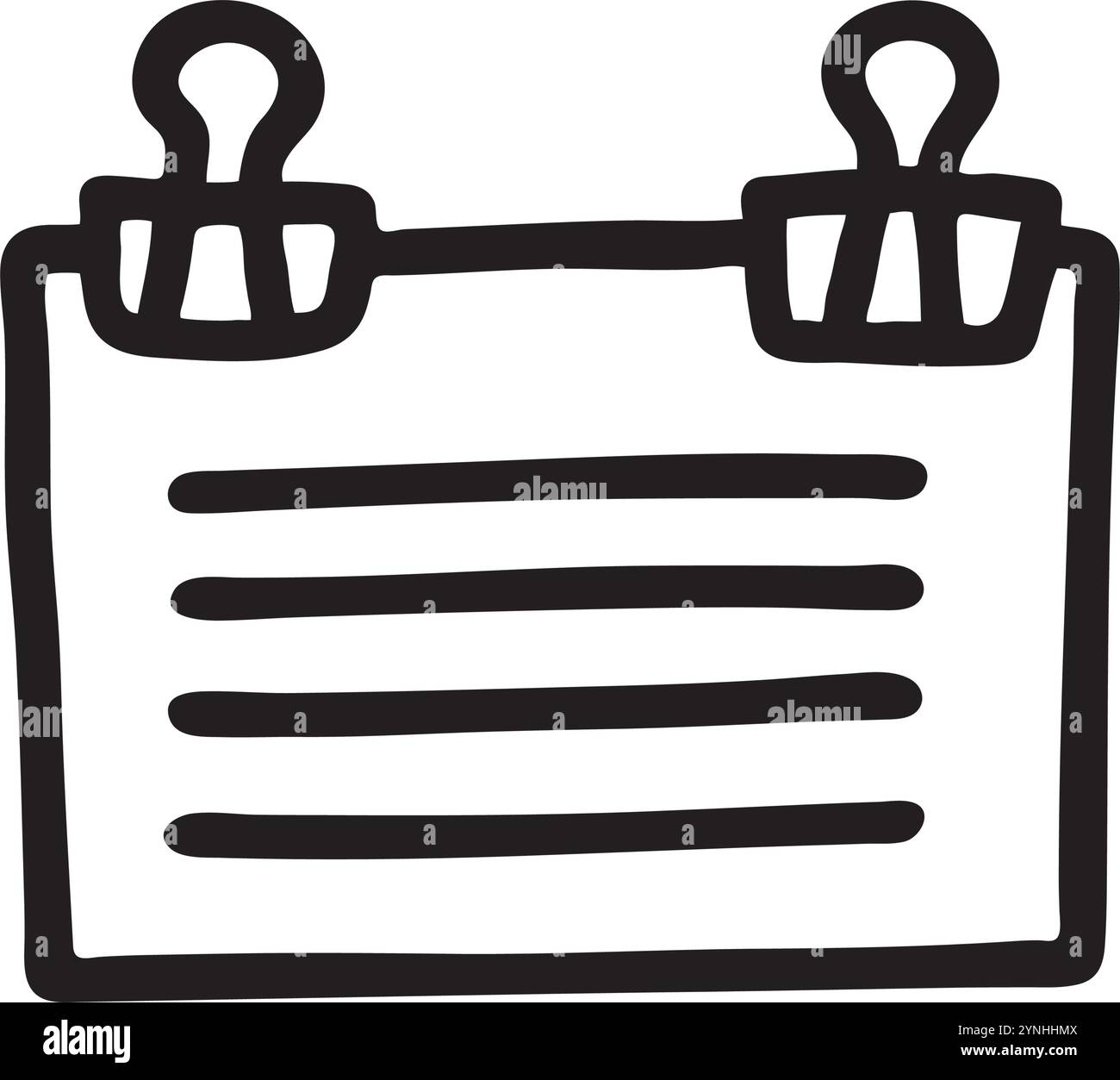 Doodle Paper with Binder Clip icon. Line art style graphic design ...