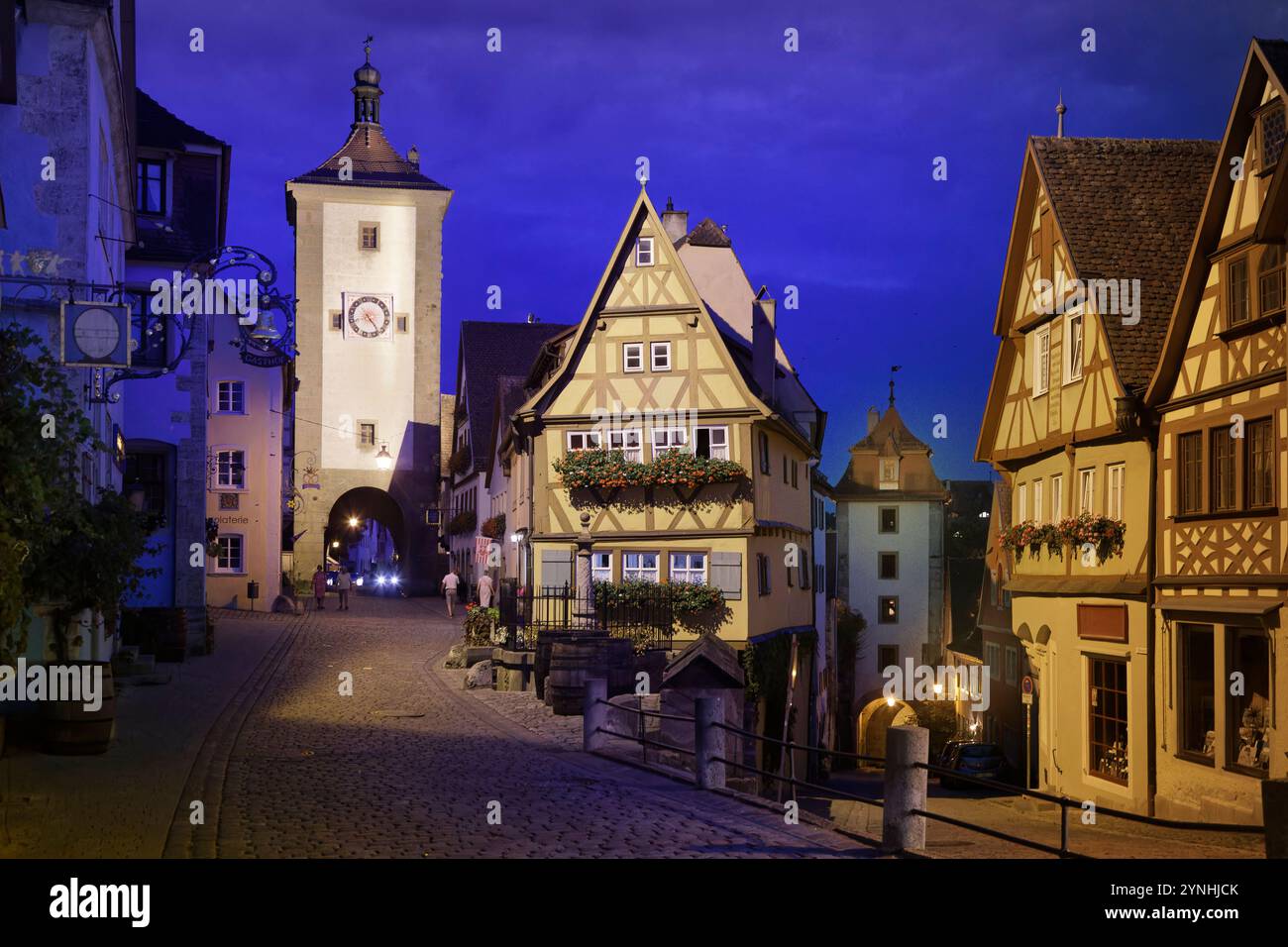 Medieval timbered Houses, Twilight, Plönlein, Ploenlein, Square ...