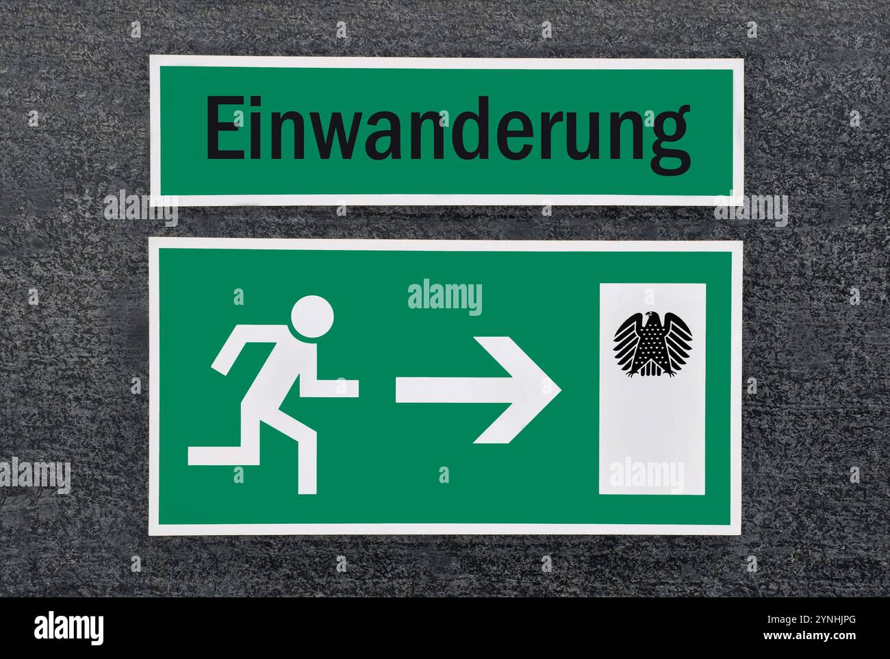 Fluchtweg mit Einwanderung und Bundesadler Fluchtweg mit Einwanderung ...
