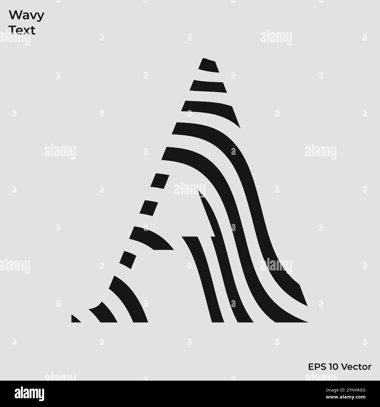 Wavy stripes alphabet capital letter a. Modern stylized typography and ...