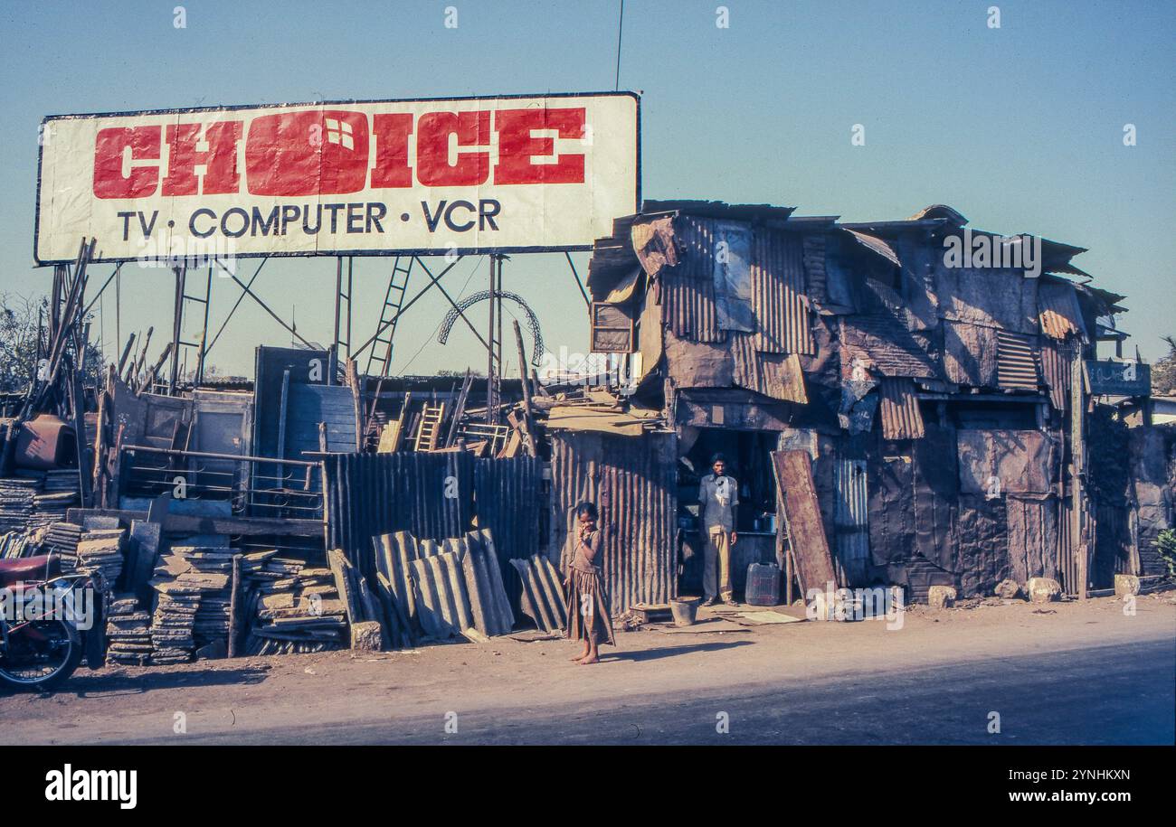 India, Madras/Chennai , a computer billboard in a city slum Stock Photo ...