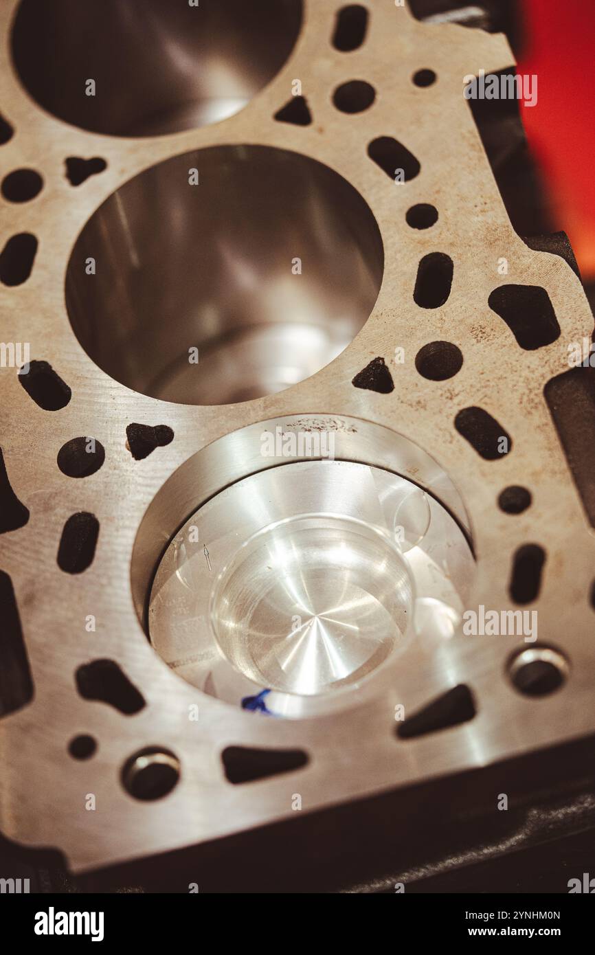 Close up shot of an open block of four cylinder petrol engine Stock ...