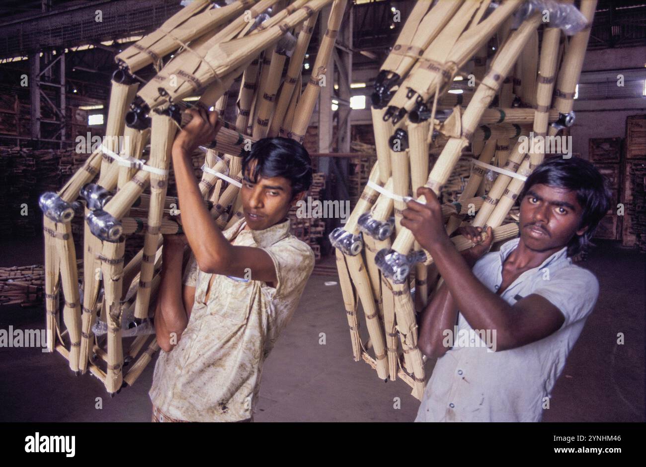 India, bicycle frames in a factory outside Calcutta where bicycles are ...