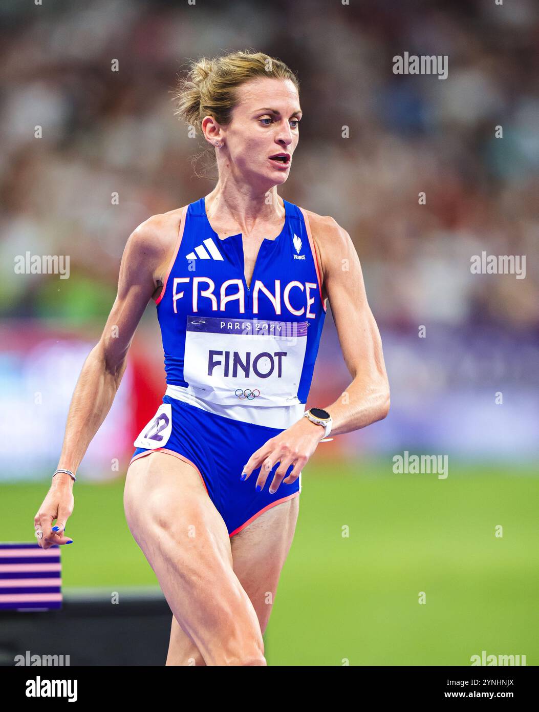 Alice Finot participating in the 3000 metres steeplechase at the Paris ...