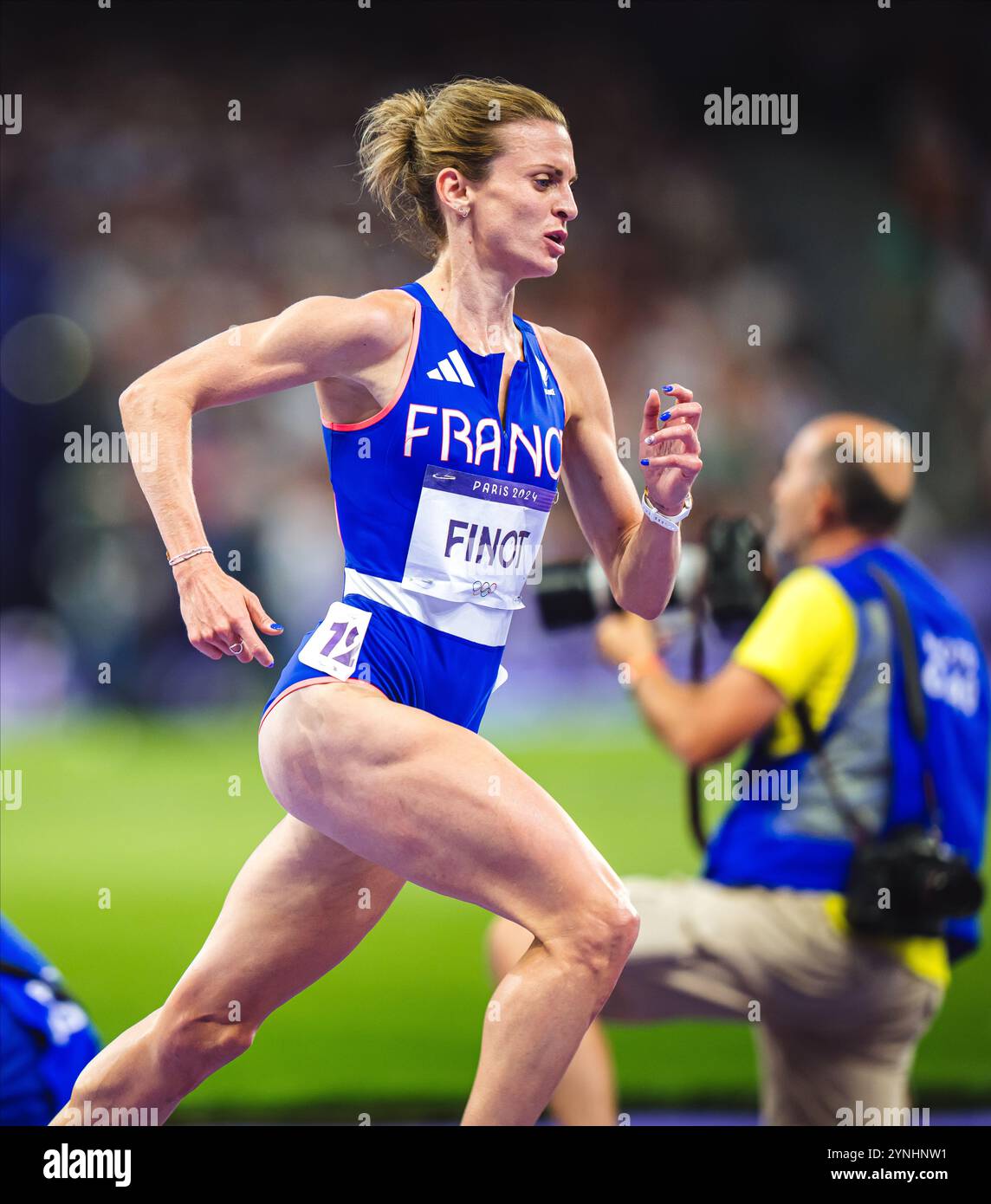 Alice Finot participating in the 3000 metres steeplechase at the Paris ...