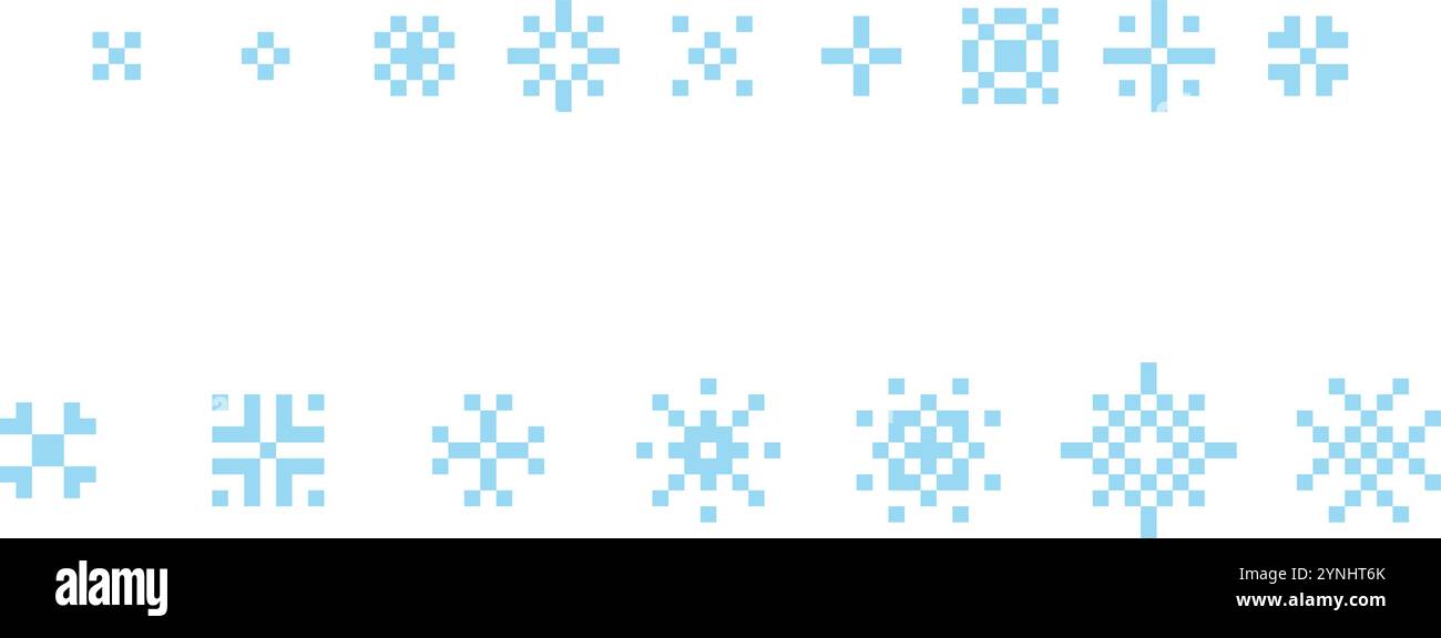 Pixel snowflakes set. Retro 8-bit video-game sprite symbols of winter ...
