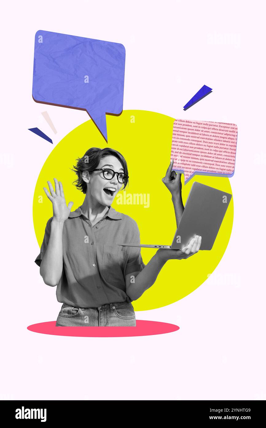 3D collage trend artwork composite poster of app textbox network social ...