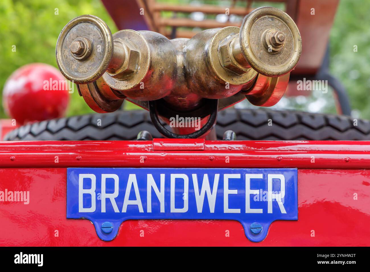 Old fire engine truck with the Dutch text for "Fire Brigade Stock Photo ...
