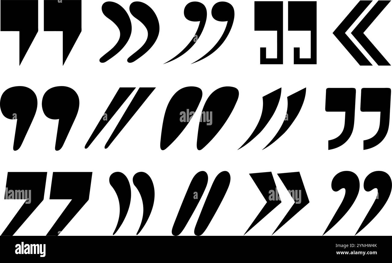 Collection of different quotation marks symbols isolated on white Stock ...