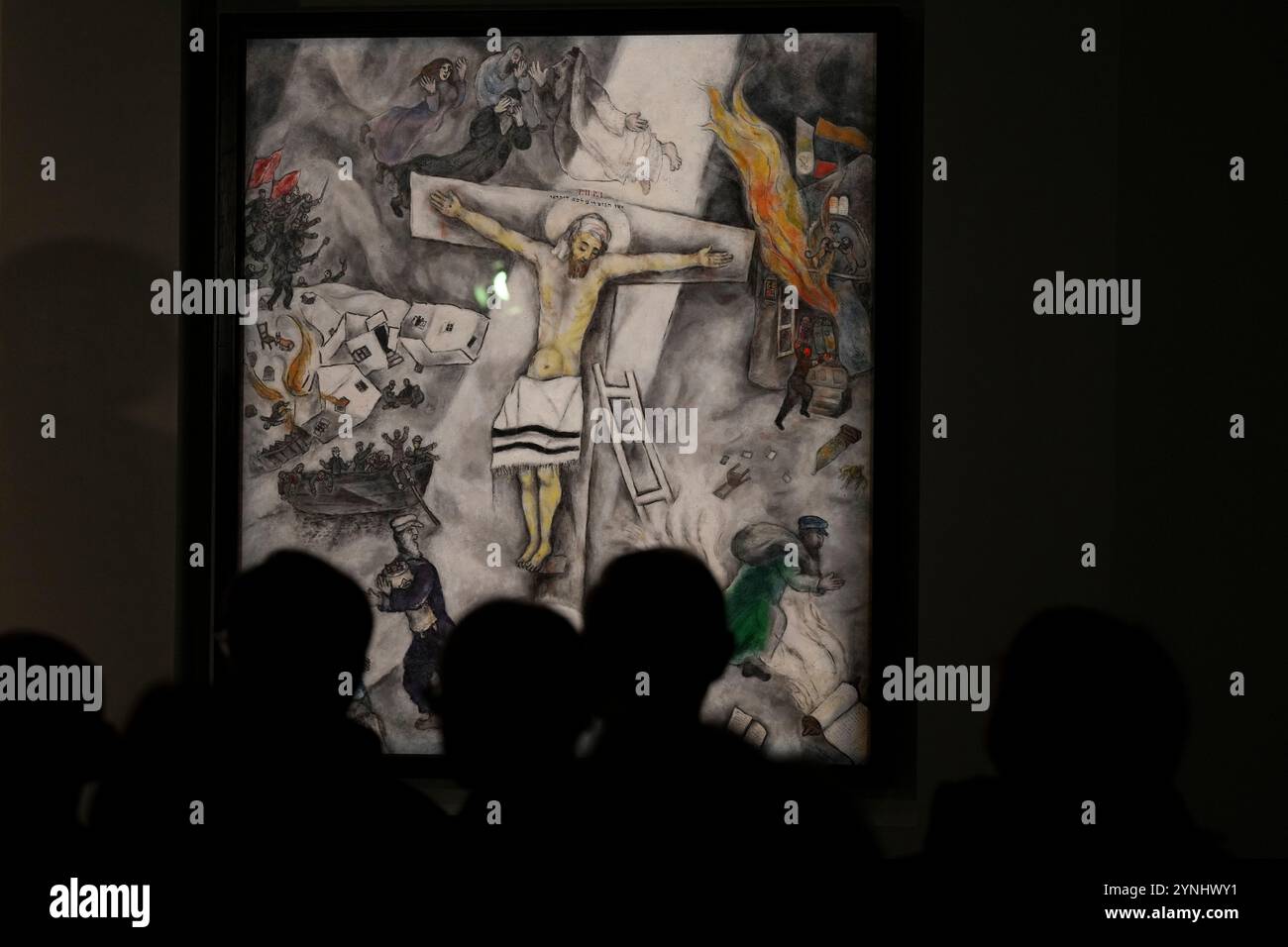 People admire "The White Crucifixion" 1938 painting by artist Marc ...