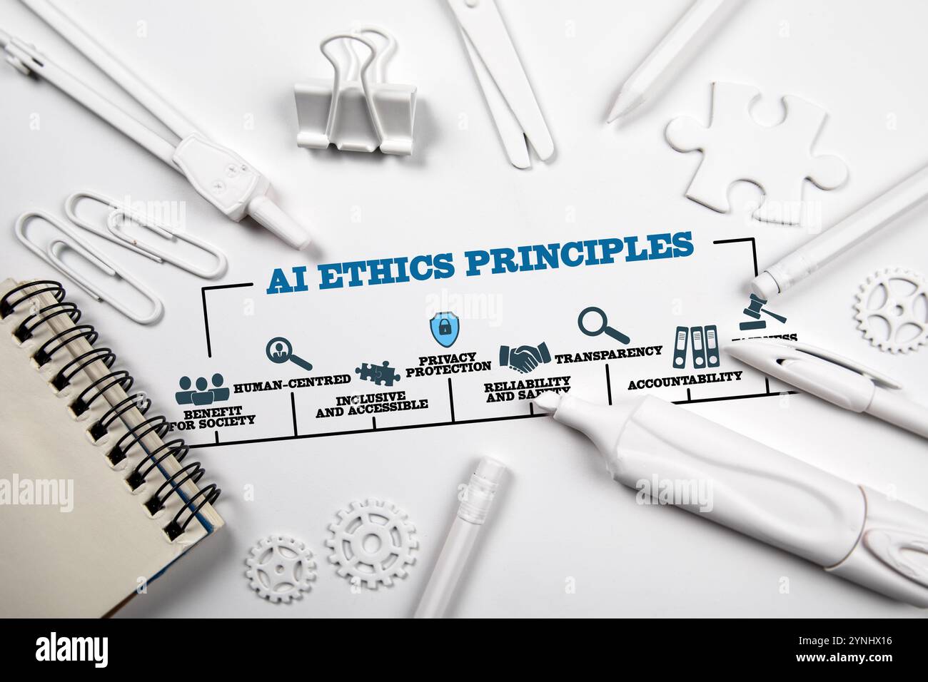 AI Ethics Principles Concept. Illustration with keywords and icons ...
