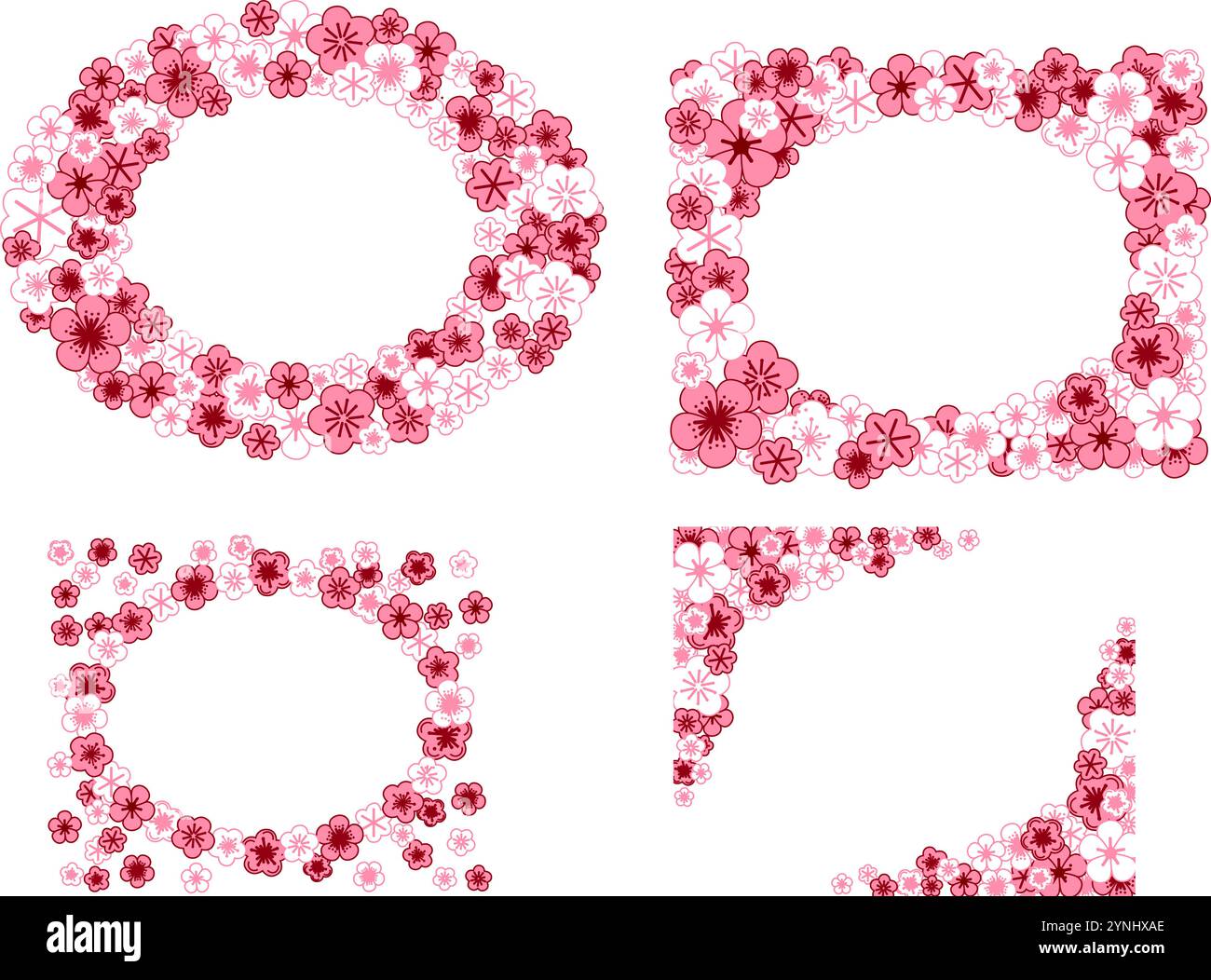 Graphic floral illustration set. pink peach blush white flowers ...