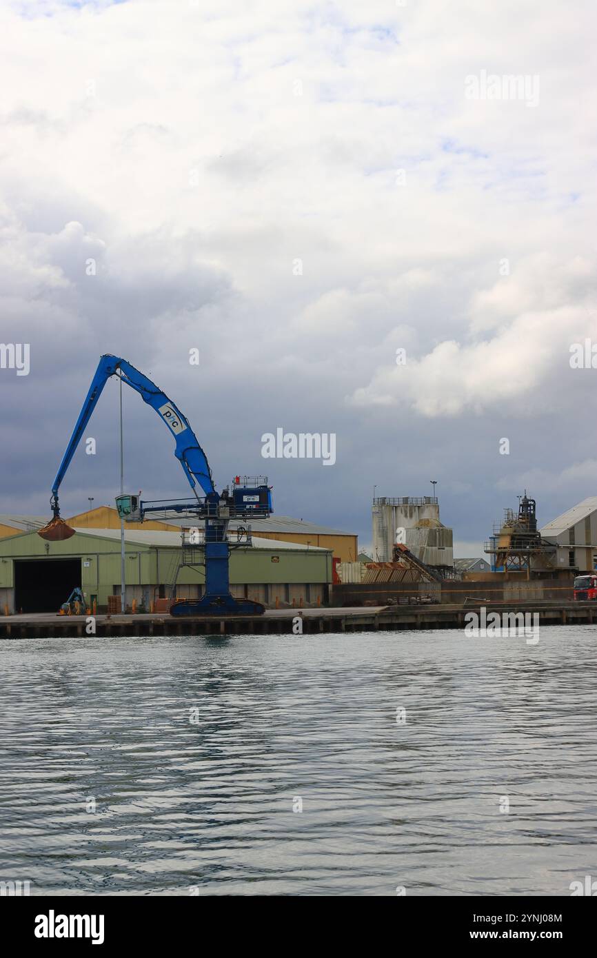 Poole, Dorset, England. 2nd October 2024. A blue PHC crane operating on ...