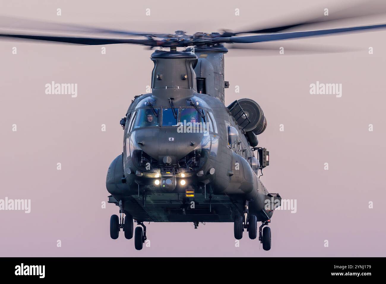 An impressive front-facing view of a Chinook helicopter in flight ...