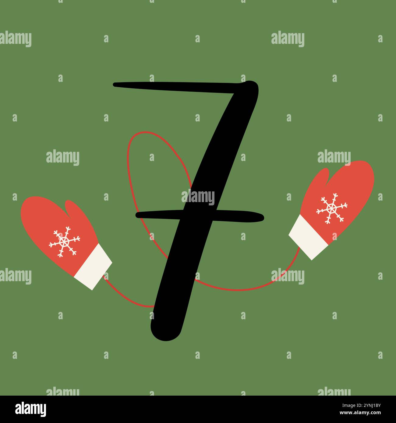 Christmas advent calendar with red mittens and snowflakes. 7th december ...