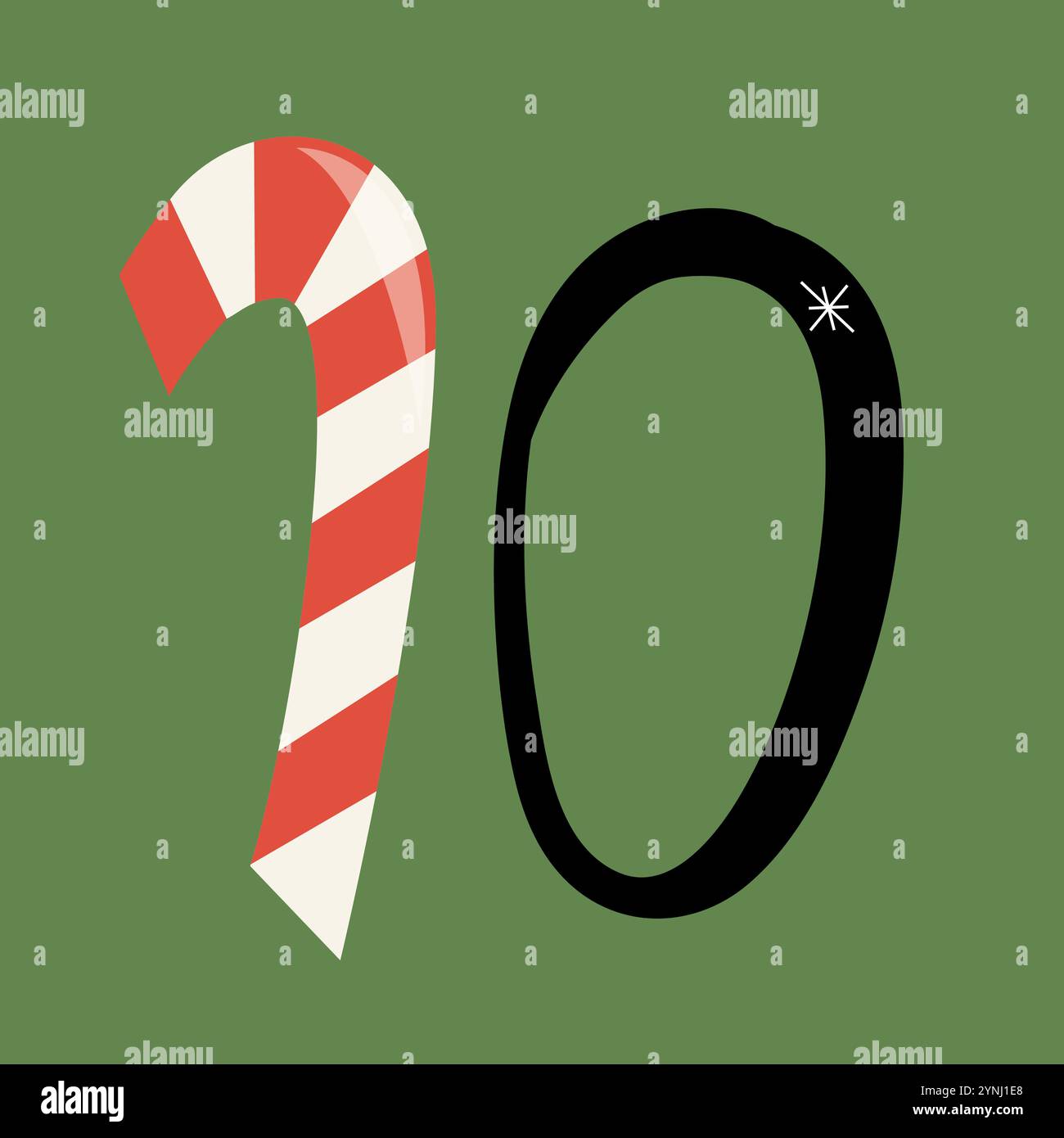 Christmas advent calendar with lollipop cane and snowflake. 10th of ...