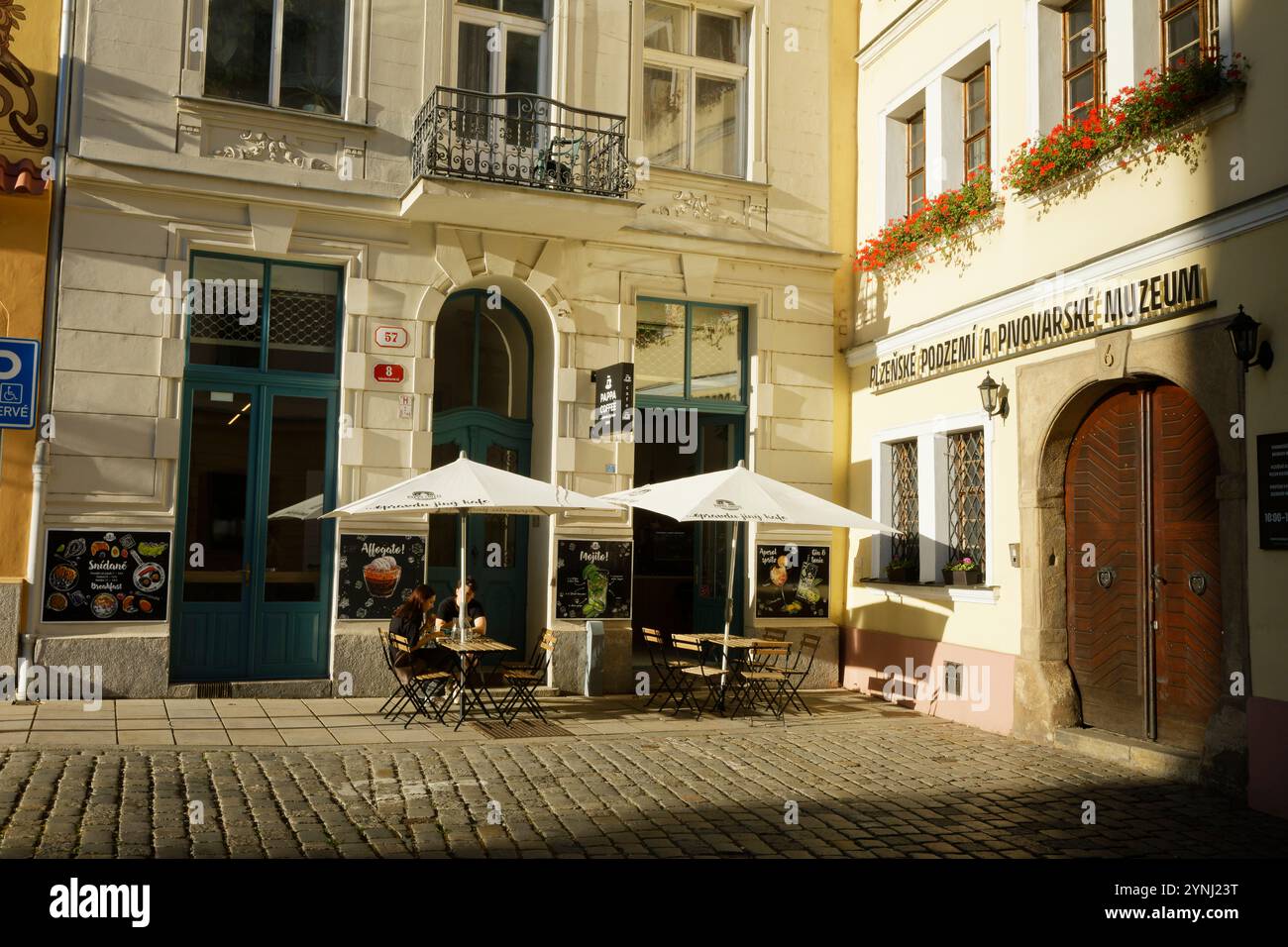 Cafe, Entrance Beer Museum, Pilsen, Czech Republic Stock Photo - Alamy