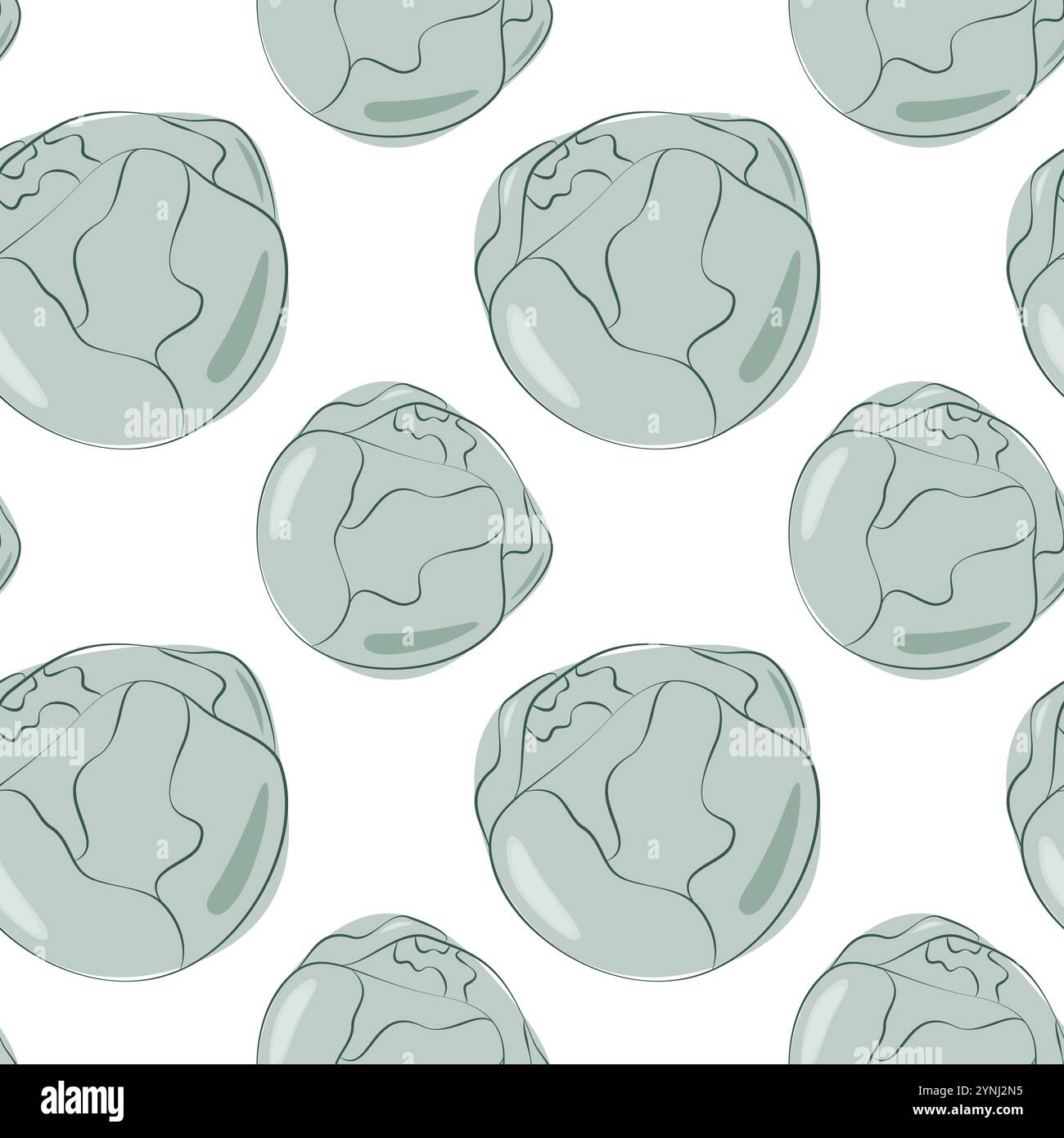 Brussels sprout heads Seamless pattern in trendy soft green. Healthy ...