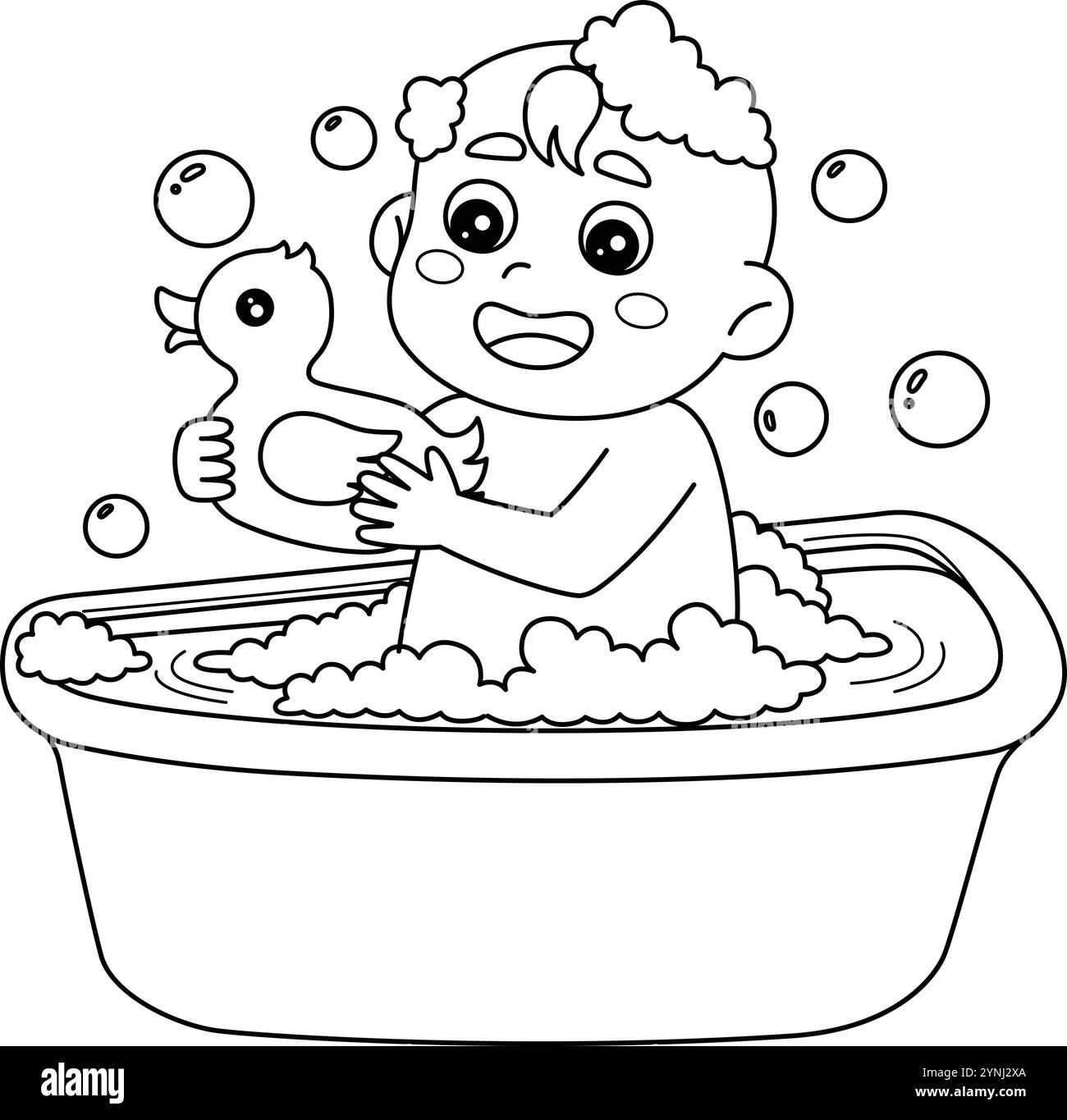 Baby Shower Baby Showering Isolated Coloring Page Stock Vector Image