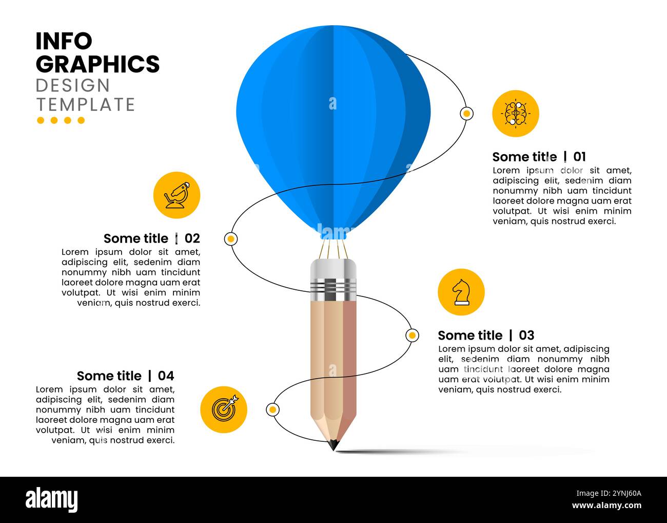 Infographic template with icons and 4 options or steps. Pencil. Can be ...