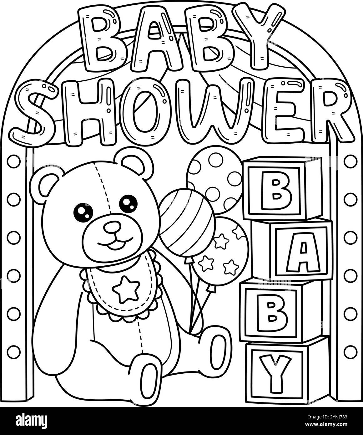 Baby Shower Decoration Isolated Coloring Page Stock Vector Image & Art ...