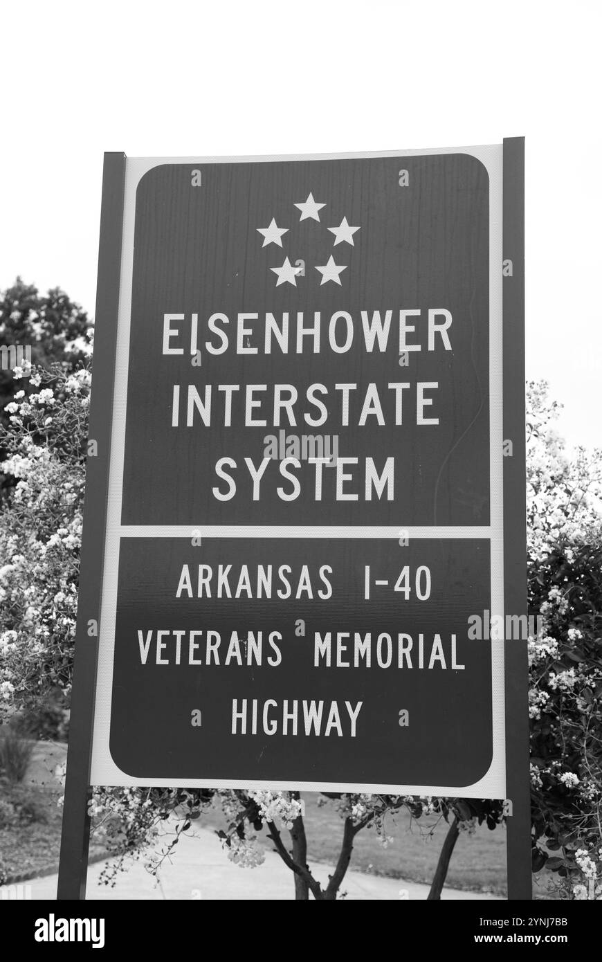 The iconic Eisenhower Interstate System sign in Arkansas, USA, marking ...
