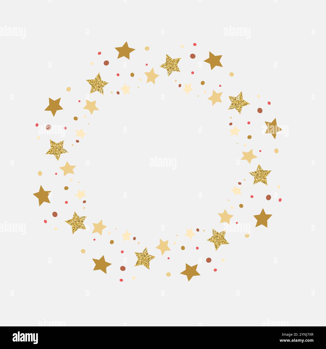 Round gold frame made of gold stars. Star brush. Design for cards ...