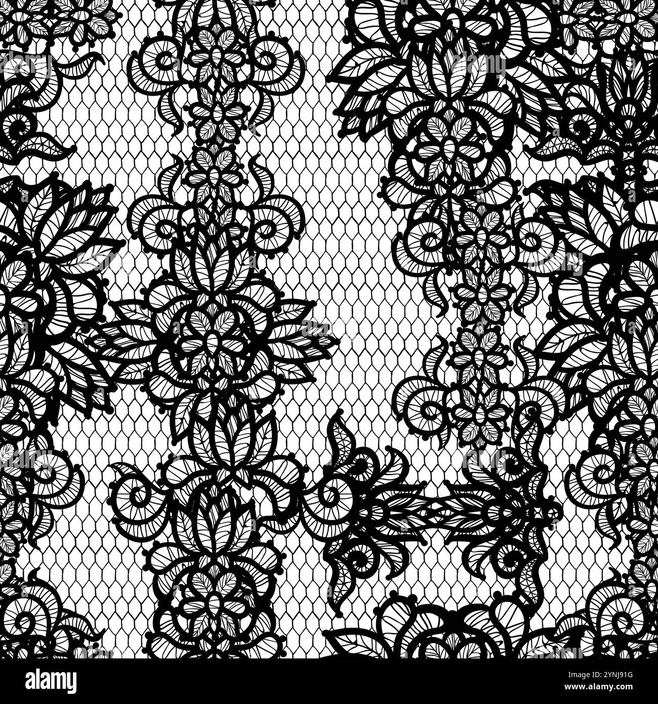 This elegant design features a mesmerizing black lace seamless pattern ...