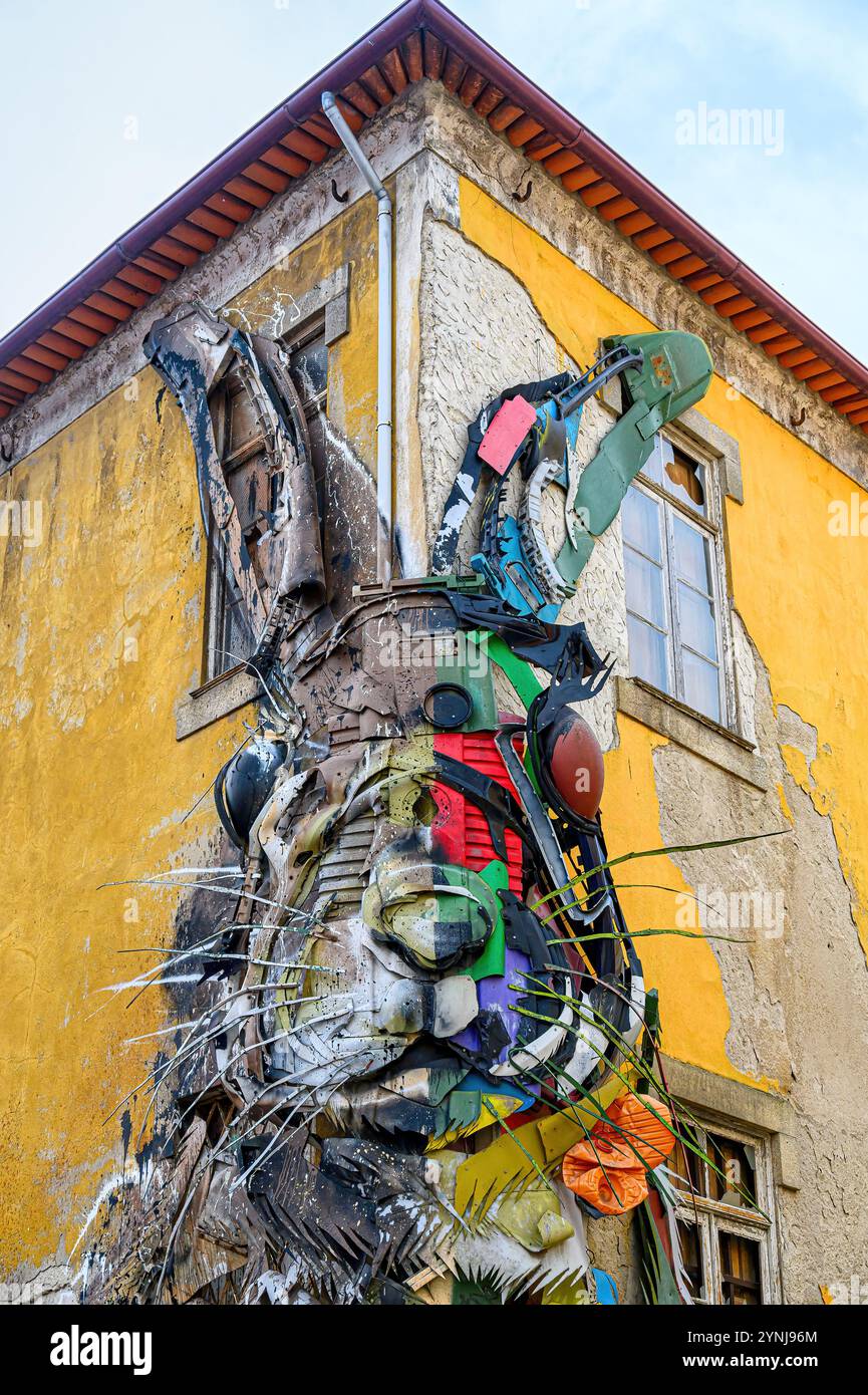 Porto, Portugal - July 17, 2024: Urban art by Bordalo II, located in ...